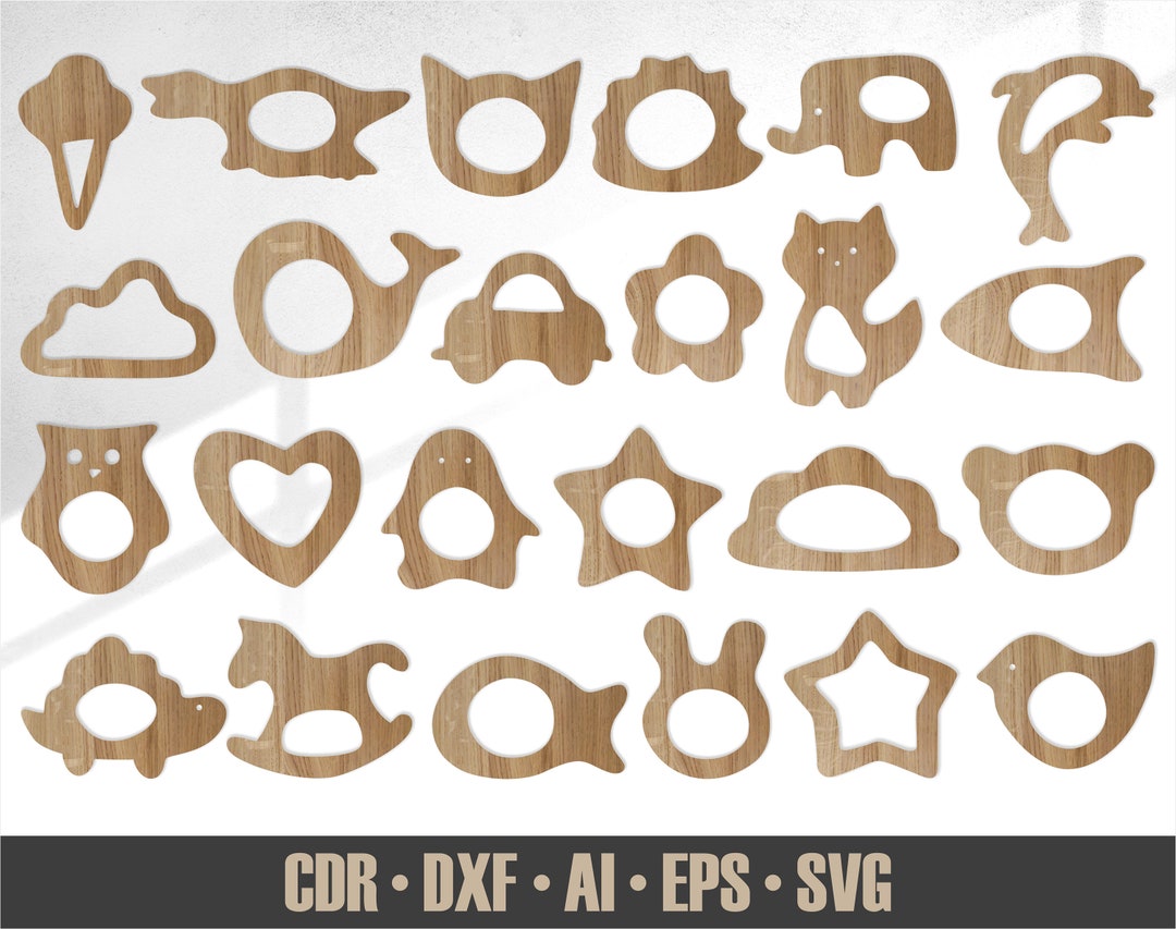 Baby Wooden Teethers SVG. 24 Designs. Baby Gift. Aby Gift Ideas. Animal ...