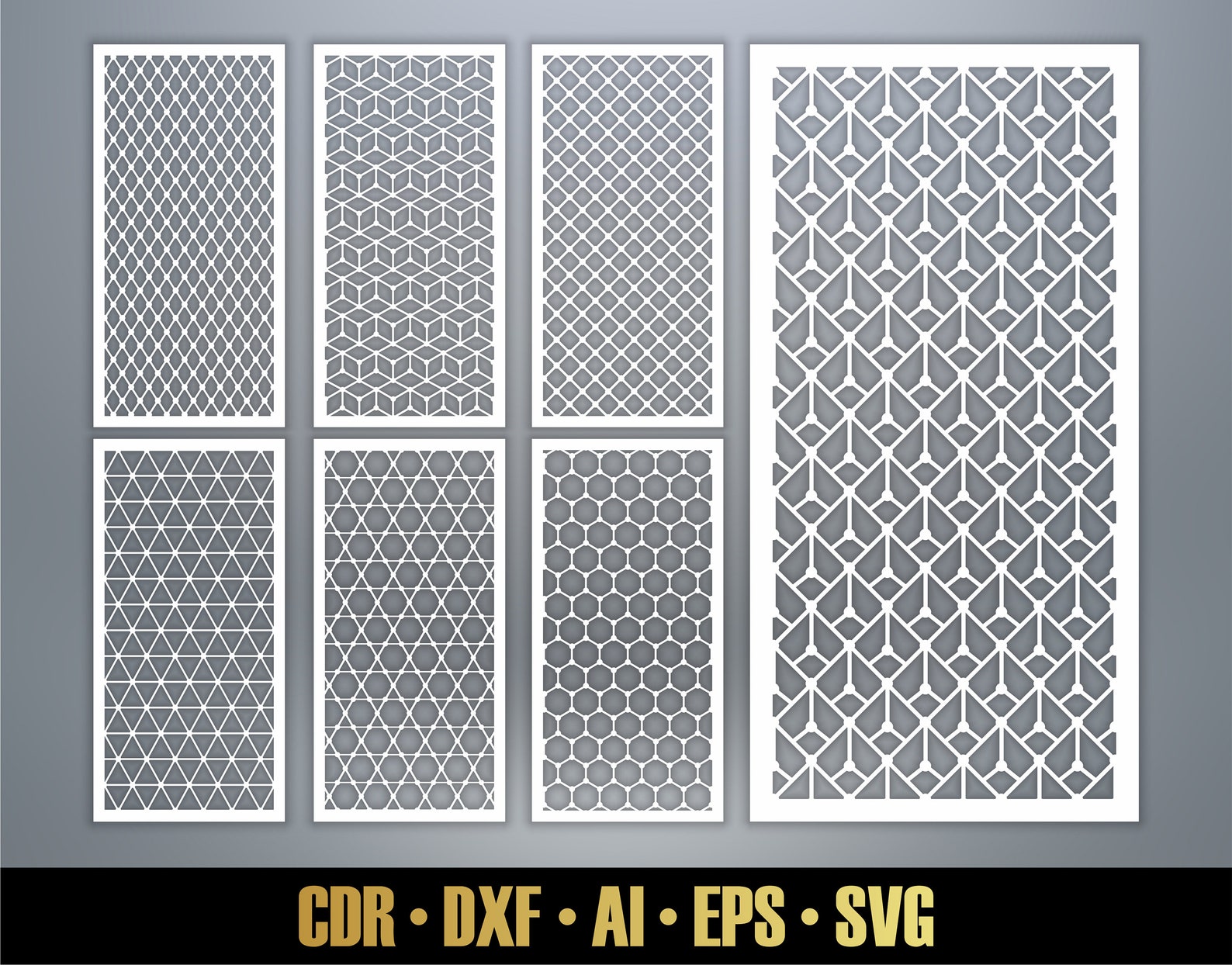 Geometric Patterns Panel Templates SVG Set 23. 7 Vector | Etsy