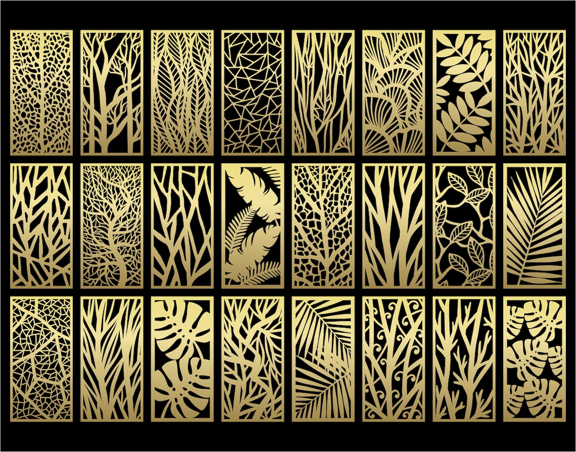 24 Nature Panel Templates SVG Set #36. Monstera Plant Leaf. 24 Vector ...