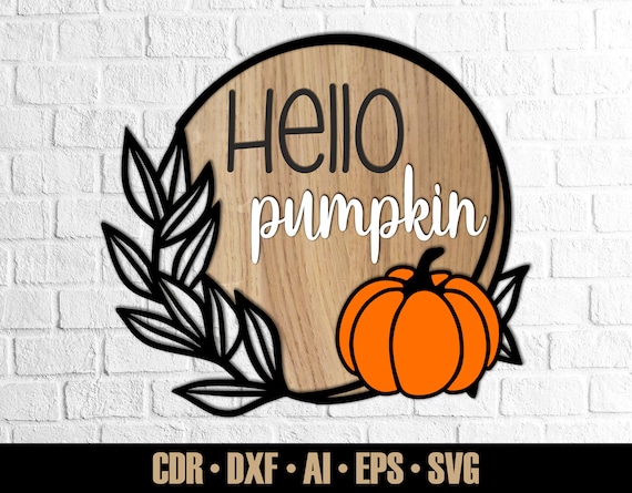 Hello Pumpkin SVG. Halloween Laser Cut Files Halloween Door - Etsy