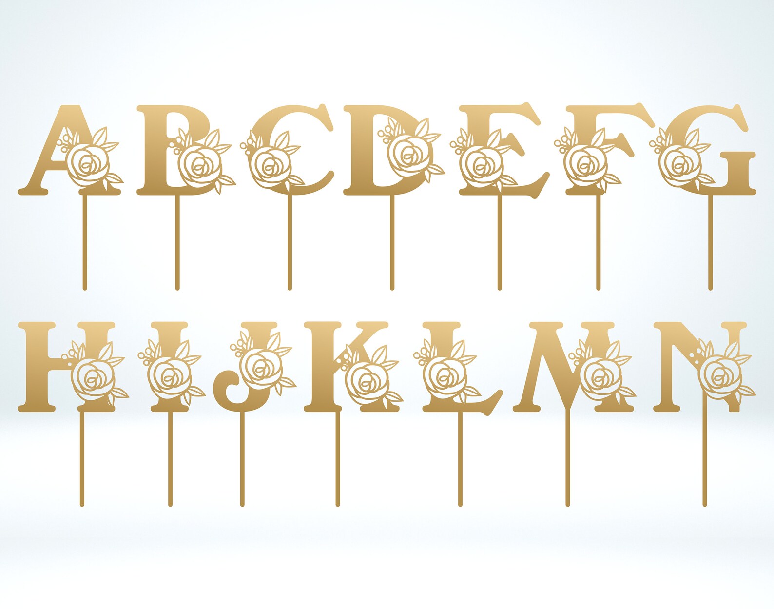 26 Letter Toppers With Hand-drawn Flowers SVG. Floral Letters Svg Dxf ...