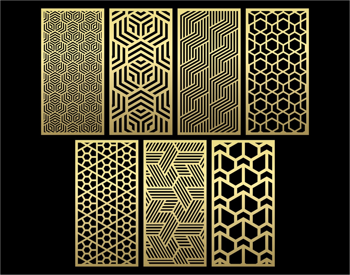 Geometric Patterns Panel Templates SVG Set #44. 7 Vector Files, for ...