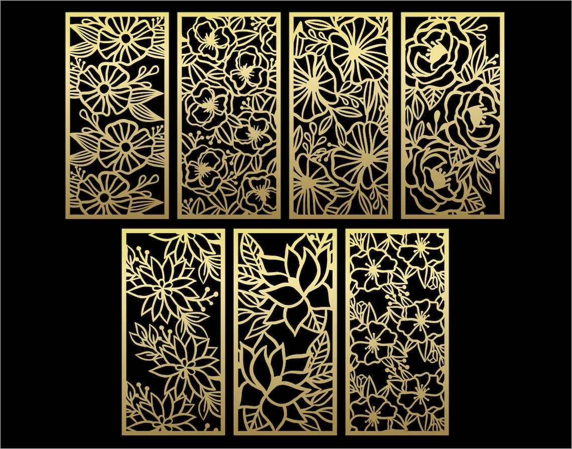 Floral Patterns Panel Templates SVG Set 29. 7 Vector Laser - Etsy