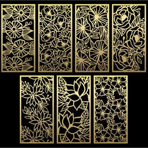 Floral Patterns Panel Templates SVG Set #29. 7 Vector Laser Cutting ...