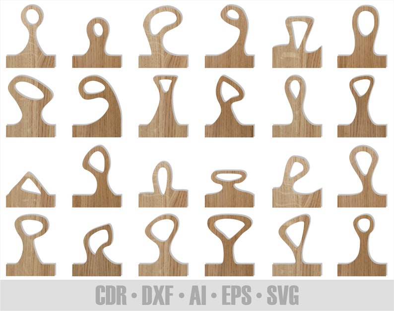 24 Hand Drawn Cutting Board Handle Templates Set 3 SVG DXF - Etsy