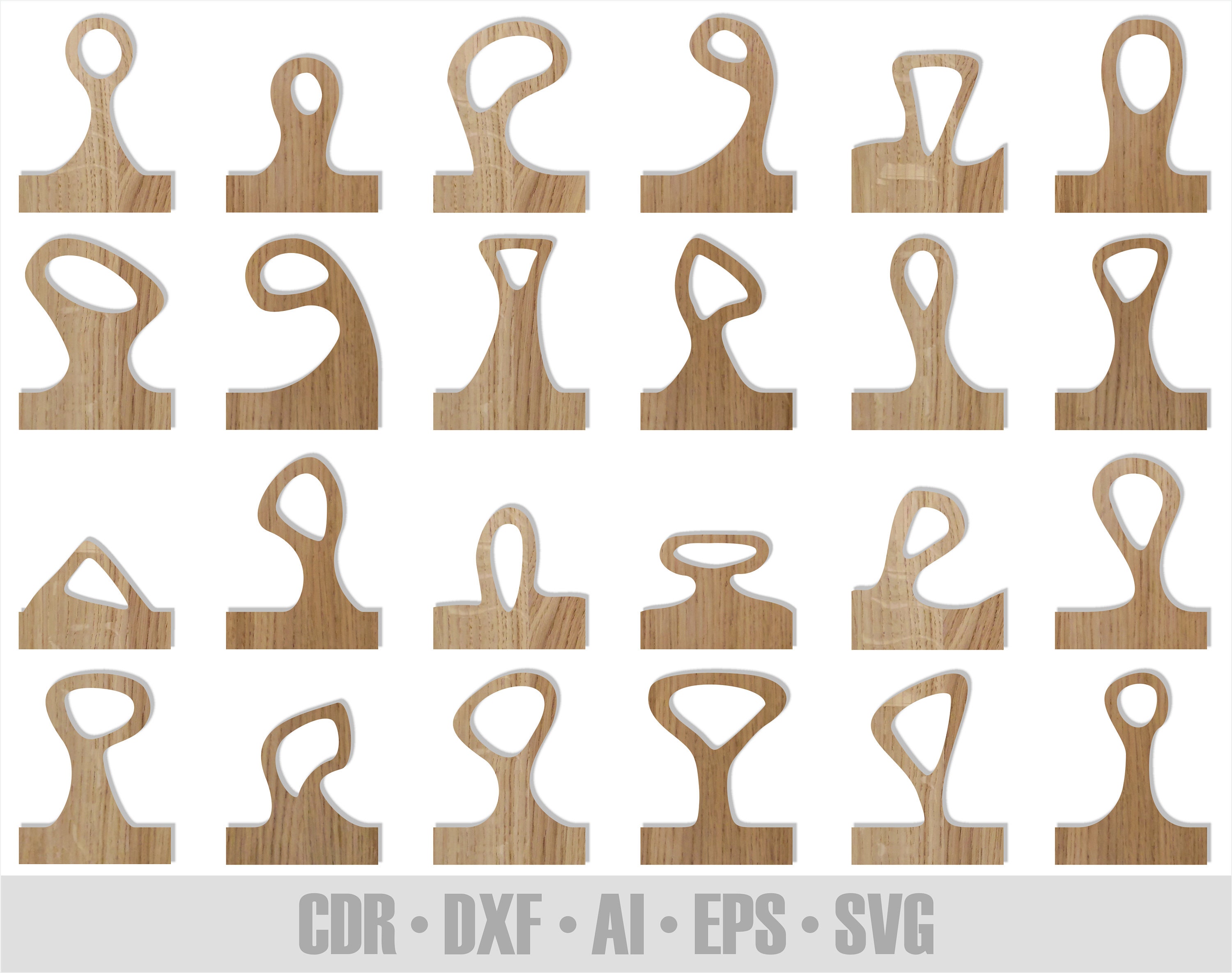 24 Hand Drawn Cutting Board Handle Templates Set #3 SVG, DXF, PDF ...