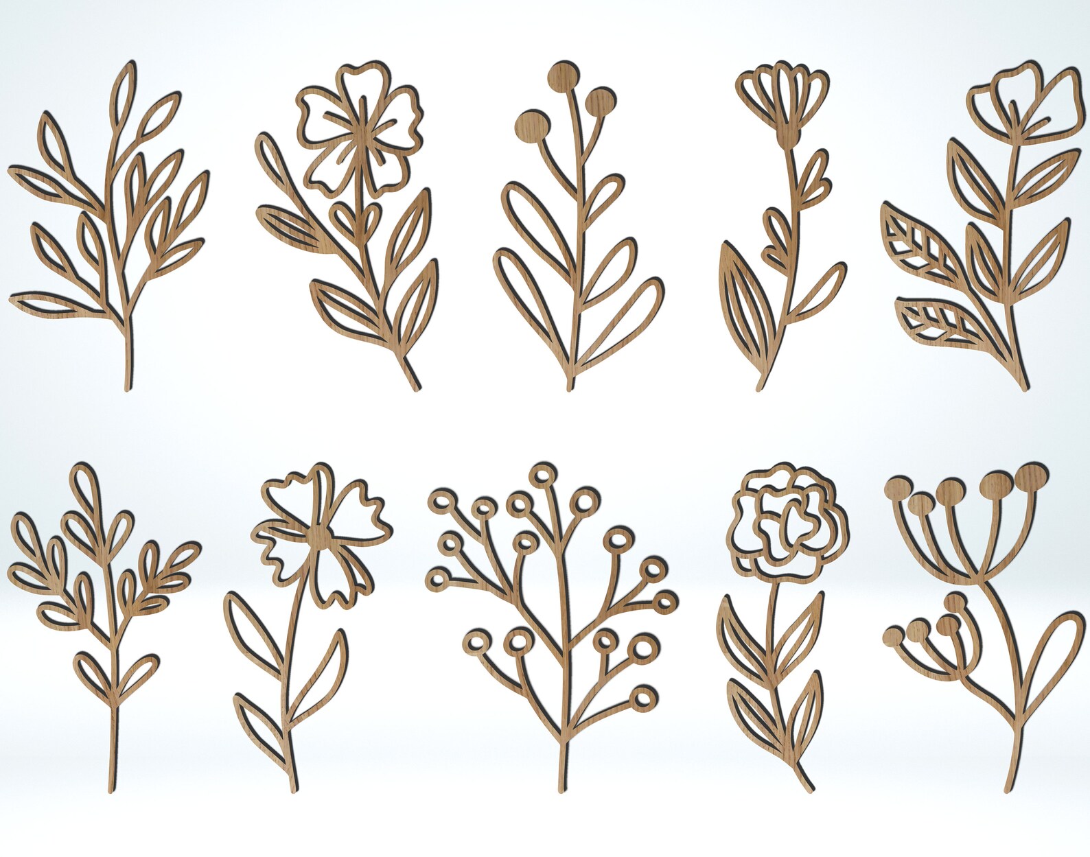 10 Flowers SVG Floral SVG Bundle for Glowforge Flower - Etsy