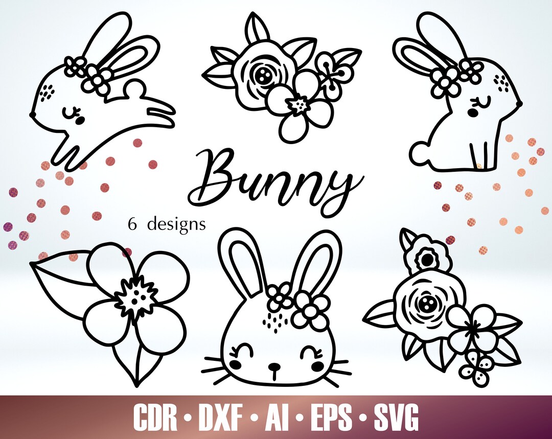 6 Sweet Baby Bunny Outline SVG - Bunny SVG Bundle for Glowforge ...