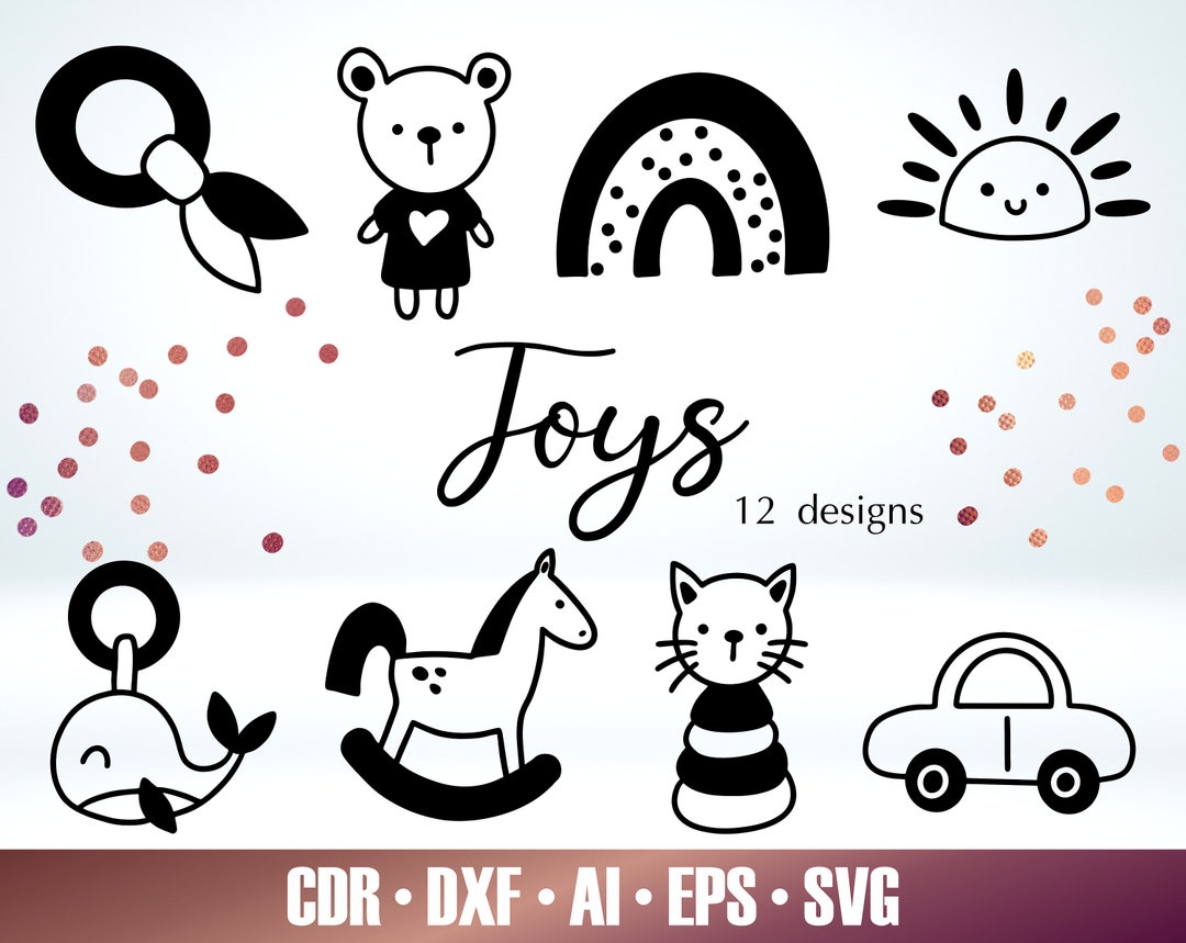 12 Sweet Baby Toys Outline SVG - Toys SVG Bundle for Glowforge ...