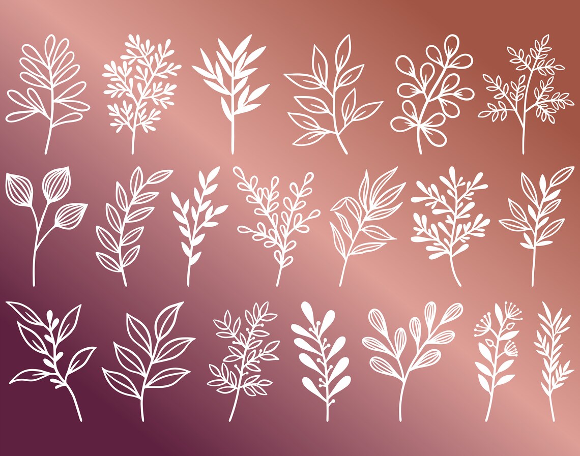 20 Botanical Leaves SVG Floral SVG Bundle for Glowforge - Etsy