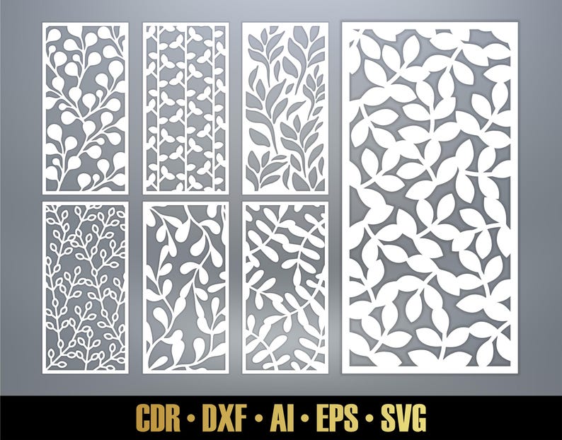 Floral Patterns Panel Templates SVG Set #68. 7 Vector Laser Cutting ...