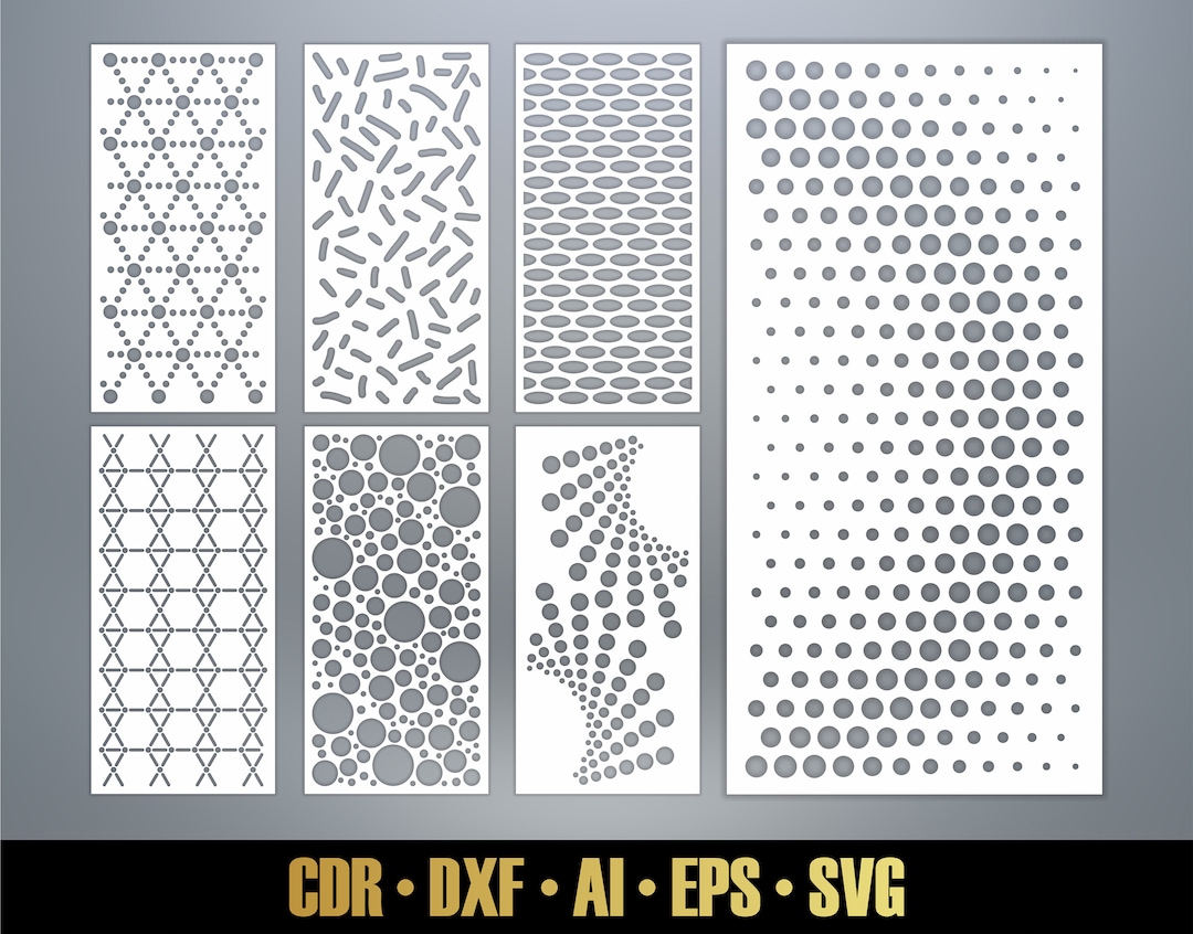 Abstract Patterns Panel Templates SVG Set #42. 7 Vector Files, for ...