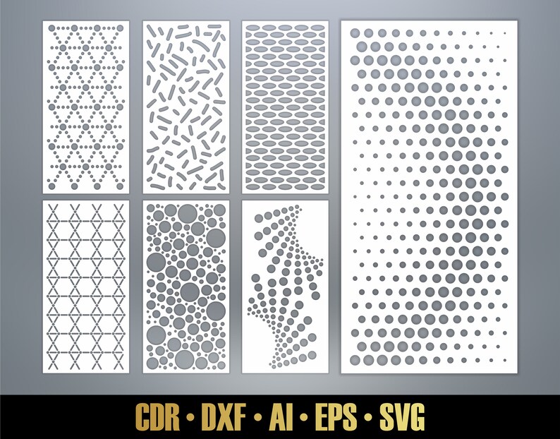 Abstract Patterns Panel Templates SVG Set #42. 7 Vector Files, for ...