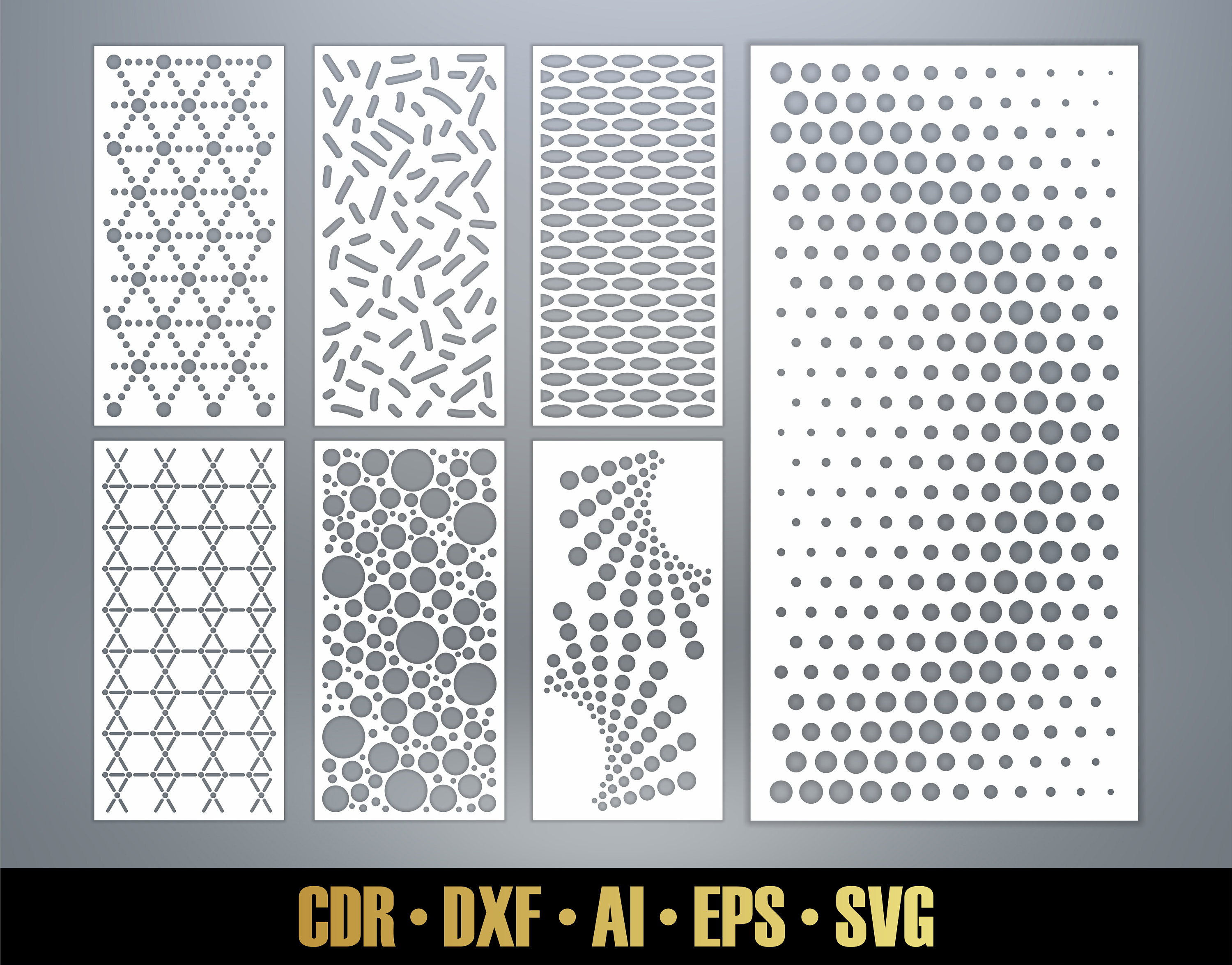 Abstract Patterns Panel Templates SVG Set #42. 7 Vector Files, for ...