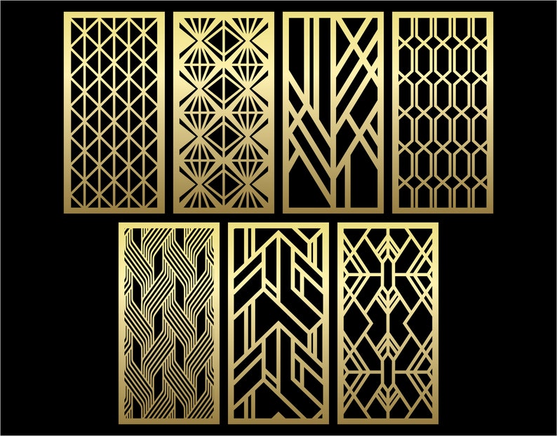 Geometric Futuristic Panel Templates SVG. 7 Vector Files, for Laser Cut ...