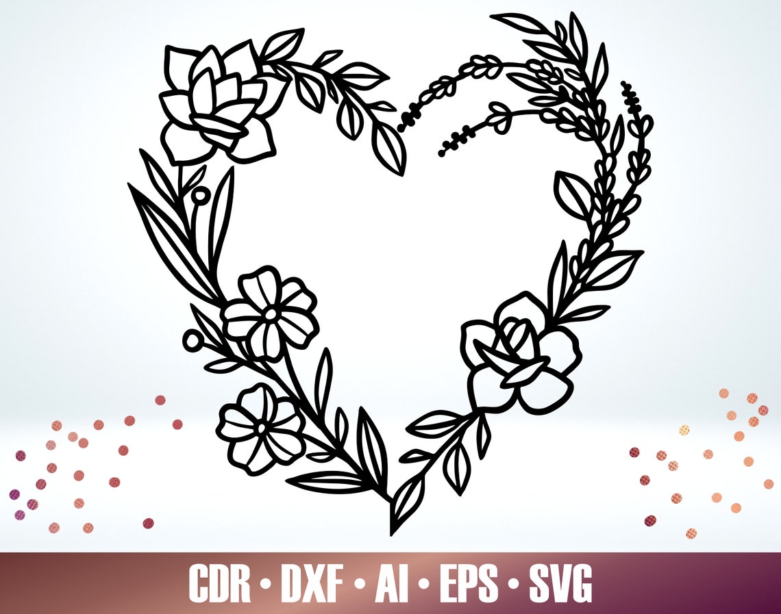 Floral Heart SVG Flowers SVG Floral SVG Heart for - Etsy