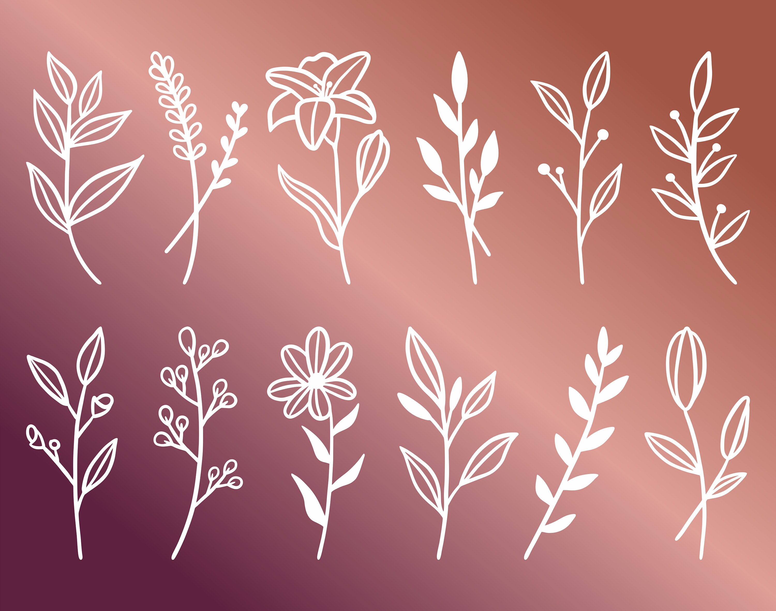 12 Flowers SVG - Floral SVG Bundle for Glowforge - Flower Laser Cut ...
