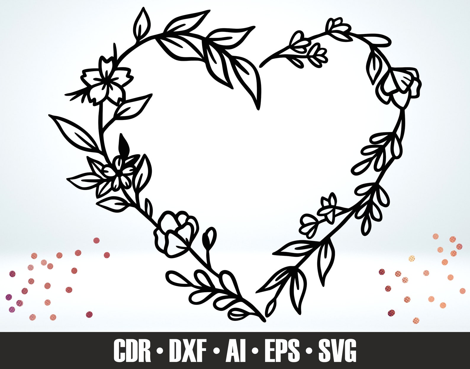 Floral Heart SVG Flowers SVG Floral SVG Heart for - Etsy