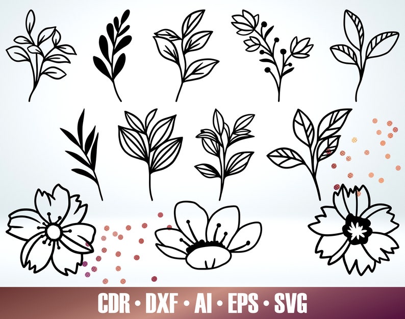 12 Botanical SVG Floral SVG Bundle for Glowforge Flower - Etsy