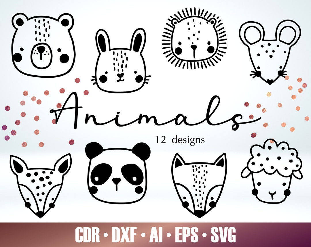 12 Sweet Baby Animals Outline SVG - Forest SVG Bundle for Glowforge ...