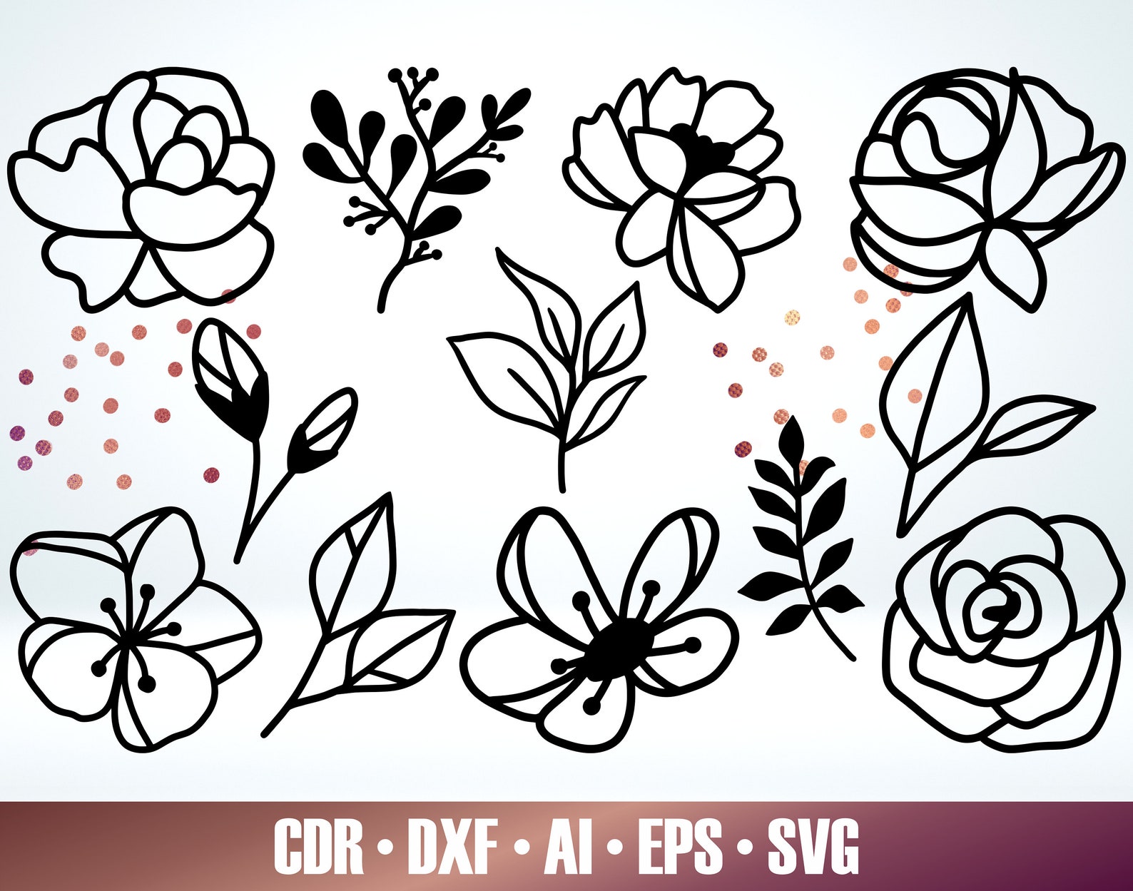 12 Flowers SVG Floral SVG Bundle for Glowforge Flower - Etsy
