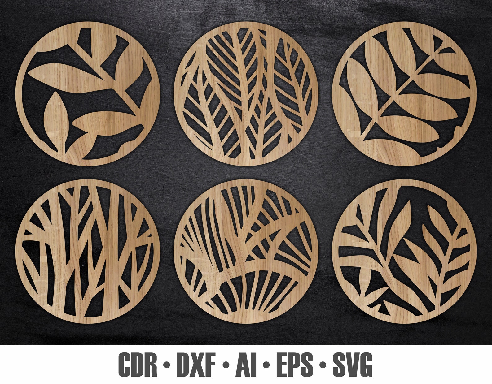 15 Wood Metal Coaster Grill Wall Decor Templates Vector Digital SVG DXF ...