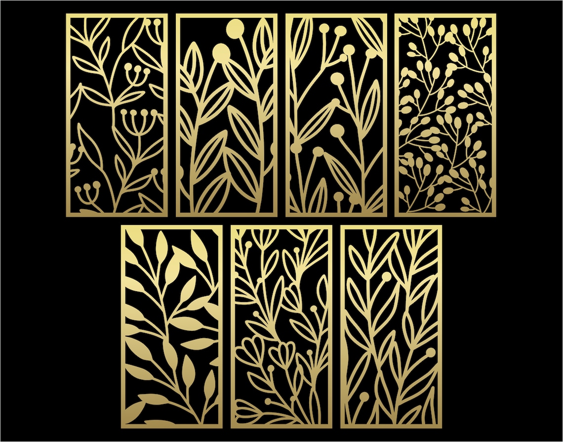 Floral Patterns Panel Templates SVG Set 33. 7 Vector Laser - Etsy