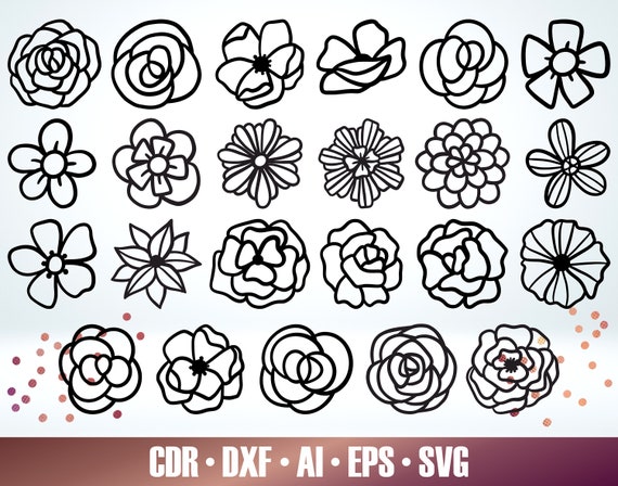 23 Floral SVG Flowers SVG Floral SVG Bundle for Glowforge - Etsy
