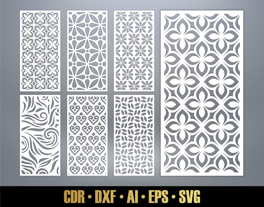 Floral Patterns Panel Templates SVG Set #65. 7 Vector Laser Cutting ...
