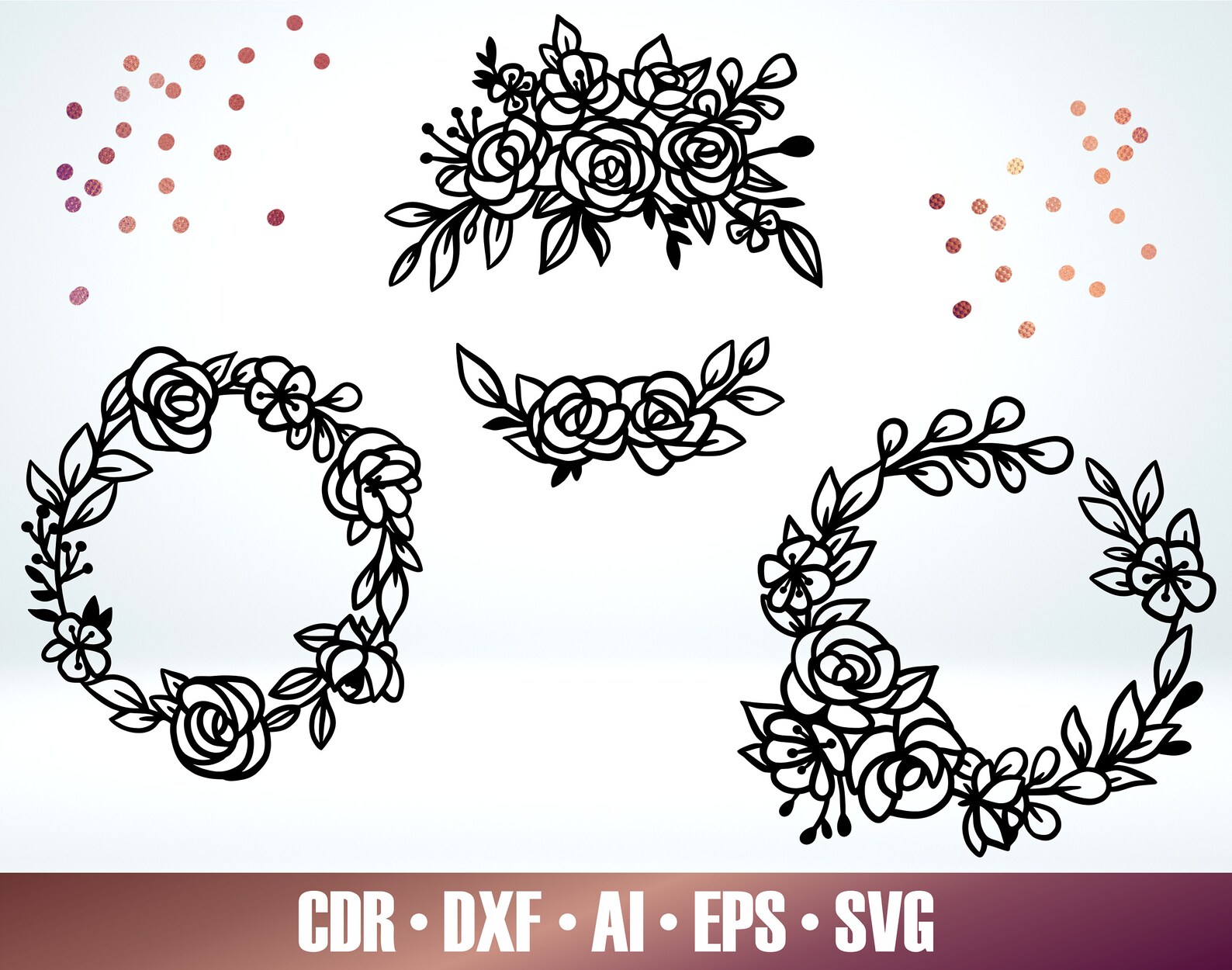 3 Floral Frame SVG Flowers SVG Floral SVG Bundle for | Etsy