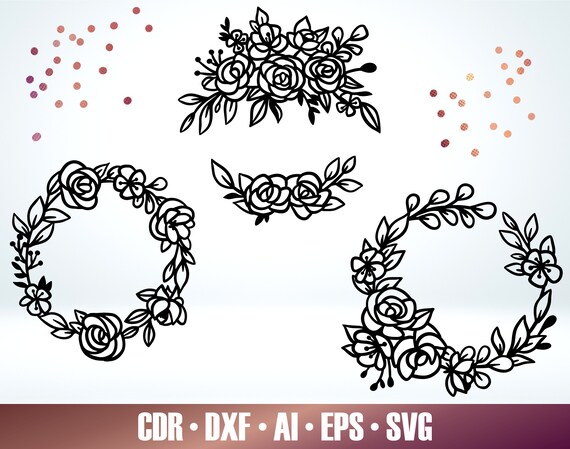 3 Floral Frame SVG Flowers SVG Floral SVG Bundle for | Etsy