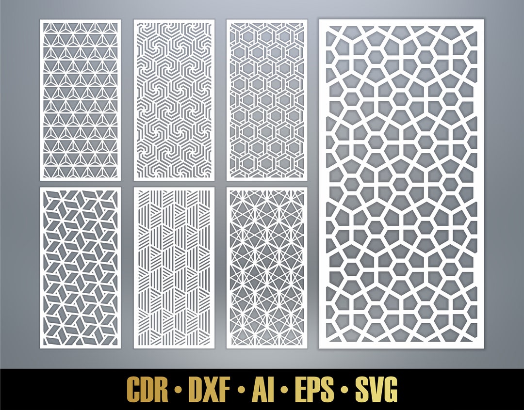 Geometric Patterns Panel Templates SVG Set #46. 7 Vector Files, for ...