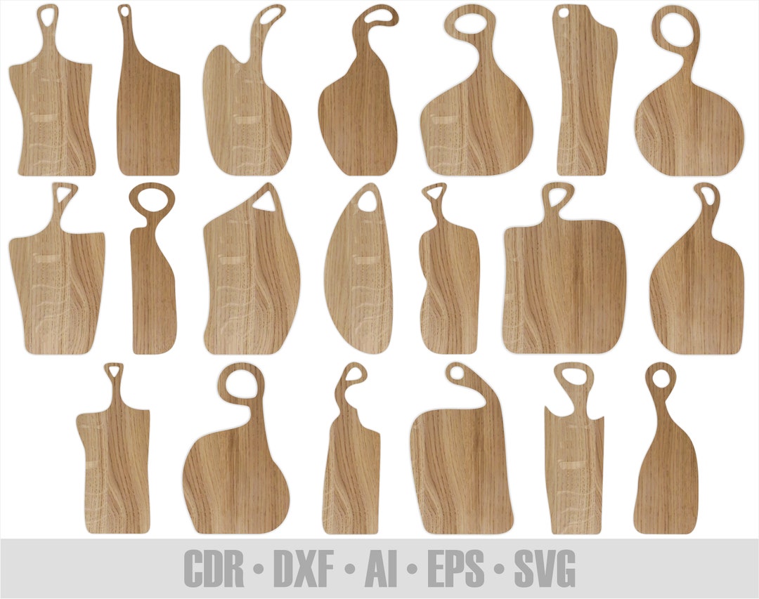 Juego de tablas de cortar de cocina SVG 5. 20 archivos de corte láser ...