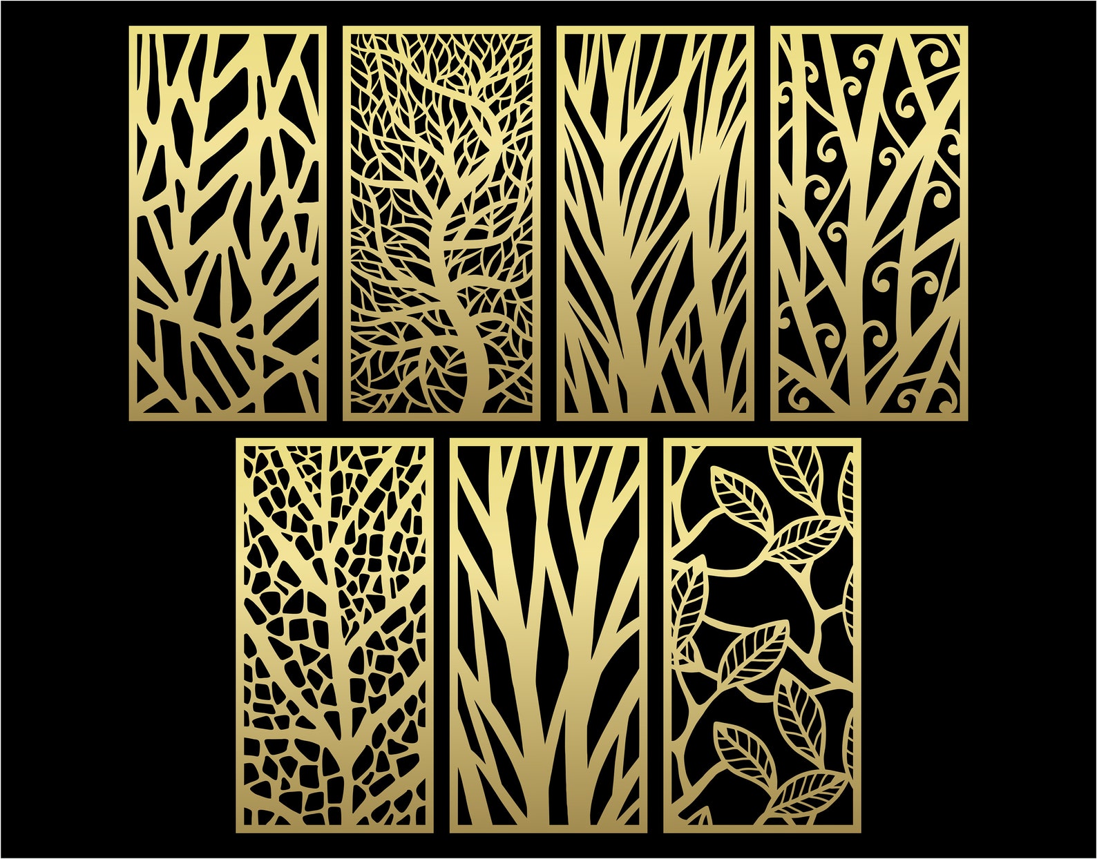 Nature Panel Templates SVG Set #38. Natural Tree Room Dividers. 7 ...