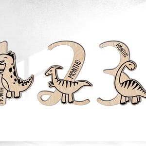12 Hand Drawn Monthly Baby Dinosaur Milestones SVG. Set From Months to ...