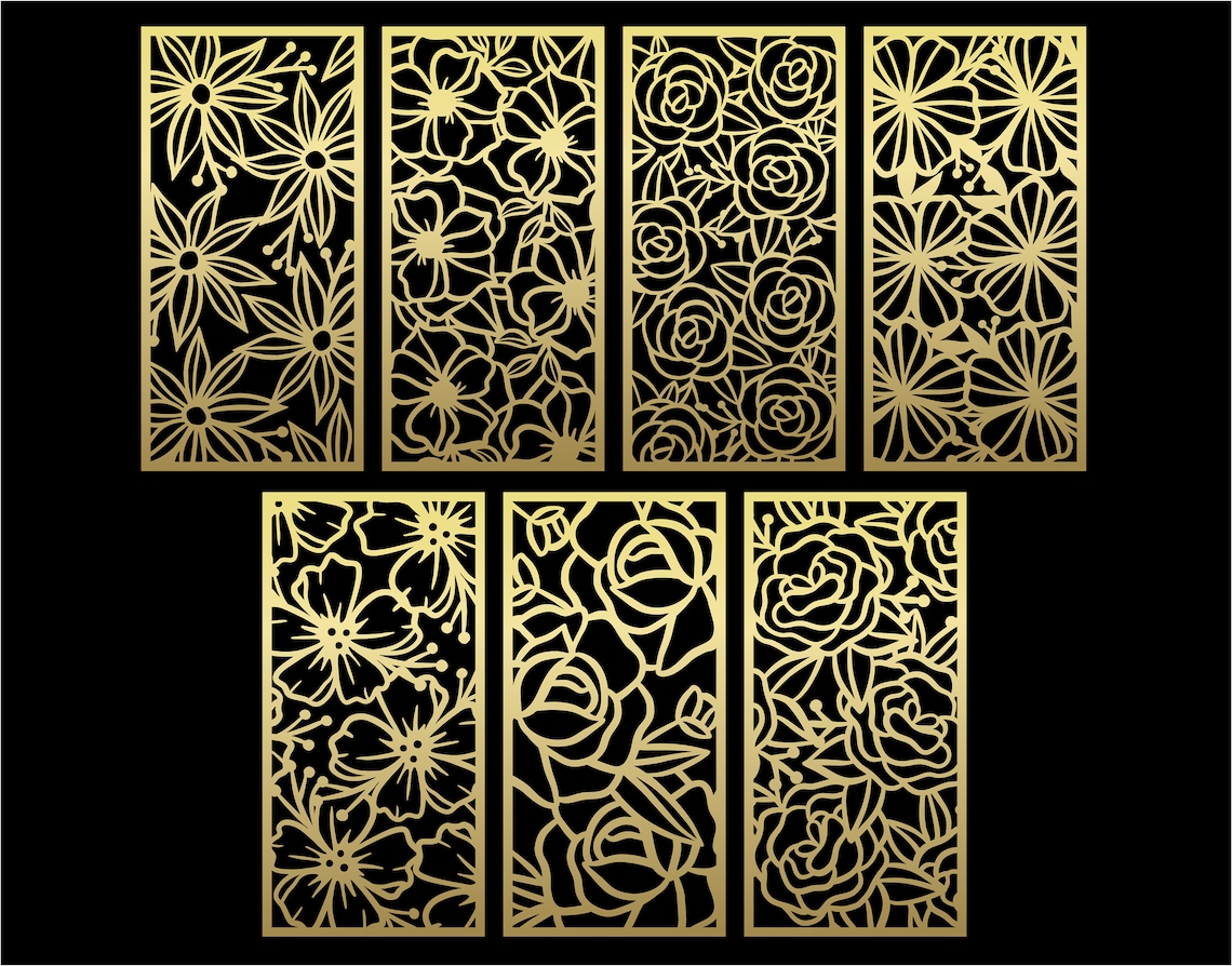Floral Patterns Panel Templates SVG Set 30. 7 Vector Laser | Etsy