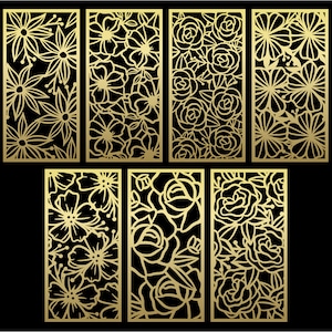 Floral Patterns Panel Templates SVG Set #30. 7 Vector Laser Cutting ...
