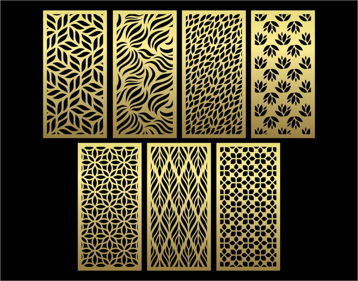 Floral Patterns Panel Templates SVG Set #3. 7 Vector Laser Cutting ...