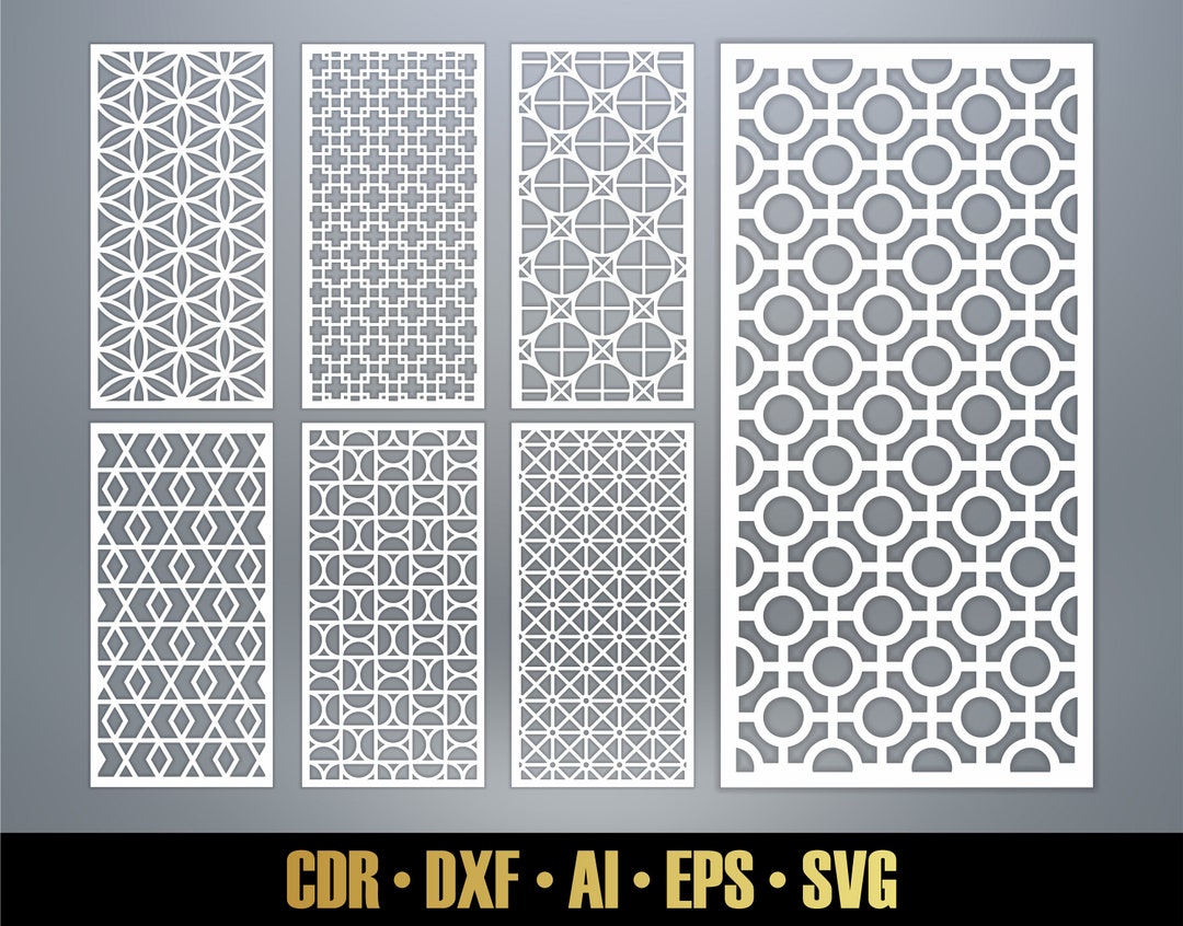 Geometric Patterns Panel Templates SVG Set #57. 7 Vector Files, for ...
