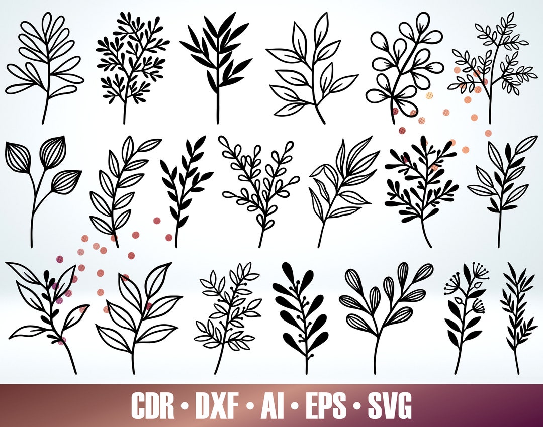 20 Botanical Leaves SVG - Floral SVG Bundle for Glowforge - Leaves ...