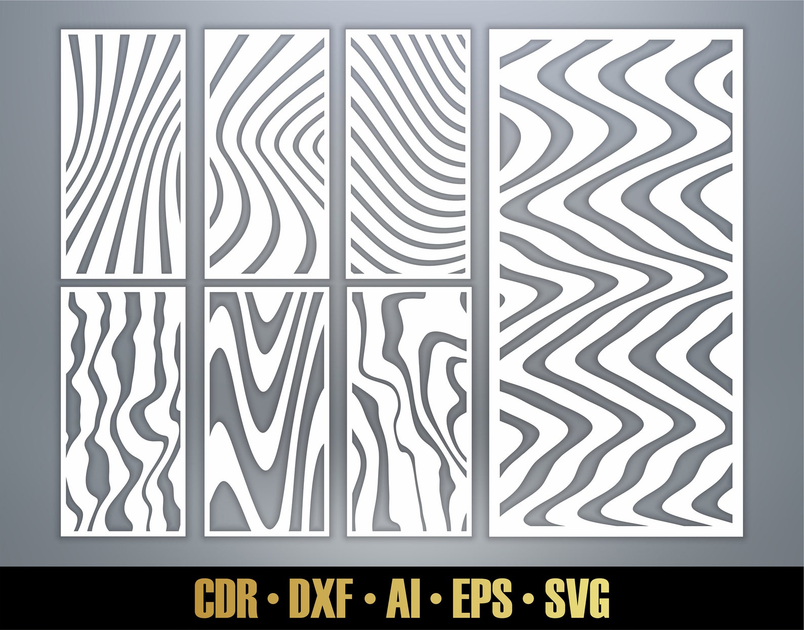 Distorted Waves and Abstracts SVG. Cnc Panel Templates. Wood - Etsy