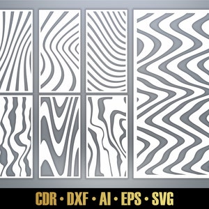 Distorted Waves and Abstracts SVG. Cnc Panel Templates. Wood Panel ...