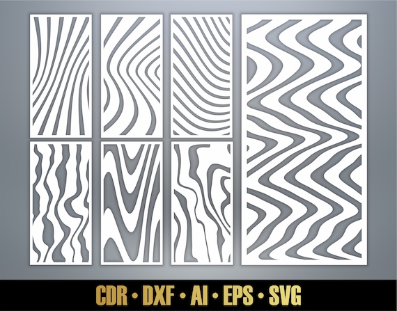 Distorted Waves and Abstracts SVG. Cnc Panel Templates. Wood - Etsy