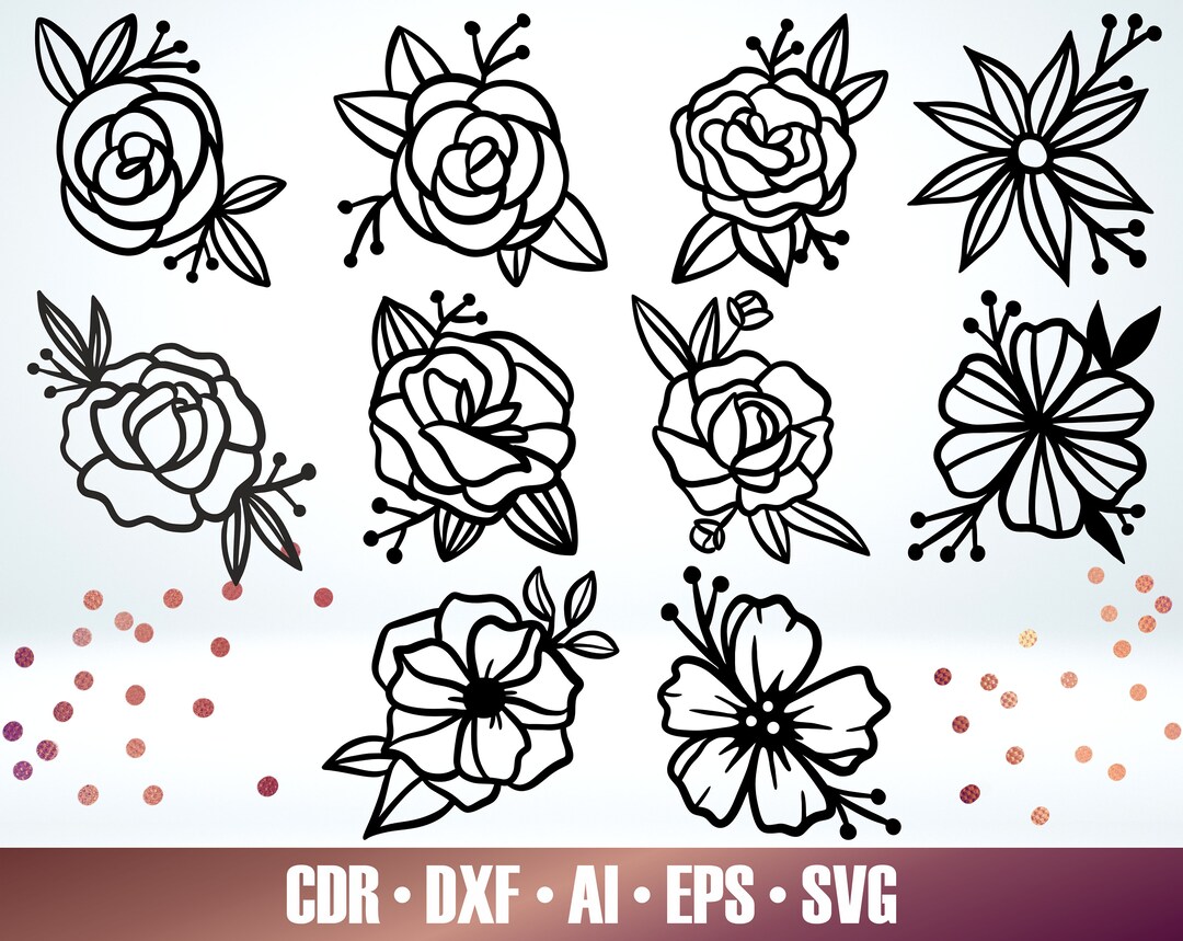 10 Floral SVG - Flowers SVG - Floral SVG Bundle for Glowforge - Flower ...
