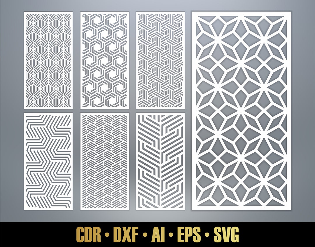Geometric Patterns Panel Templates SVG Set #47. 7 Vector Files, for ...