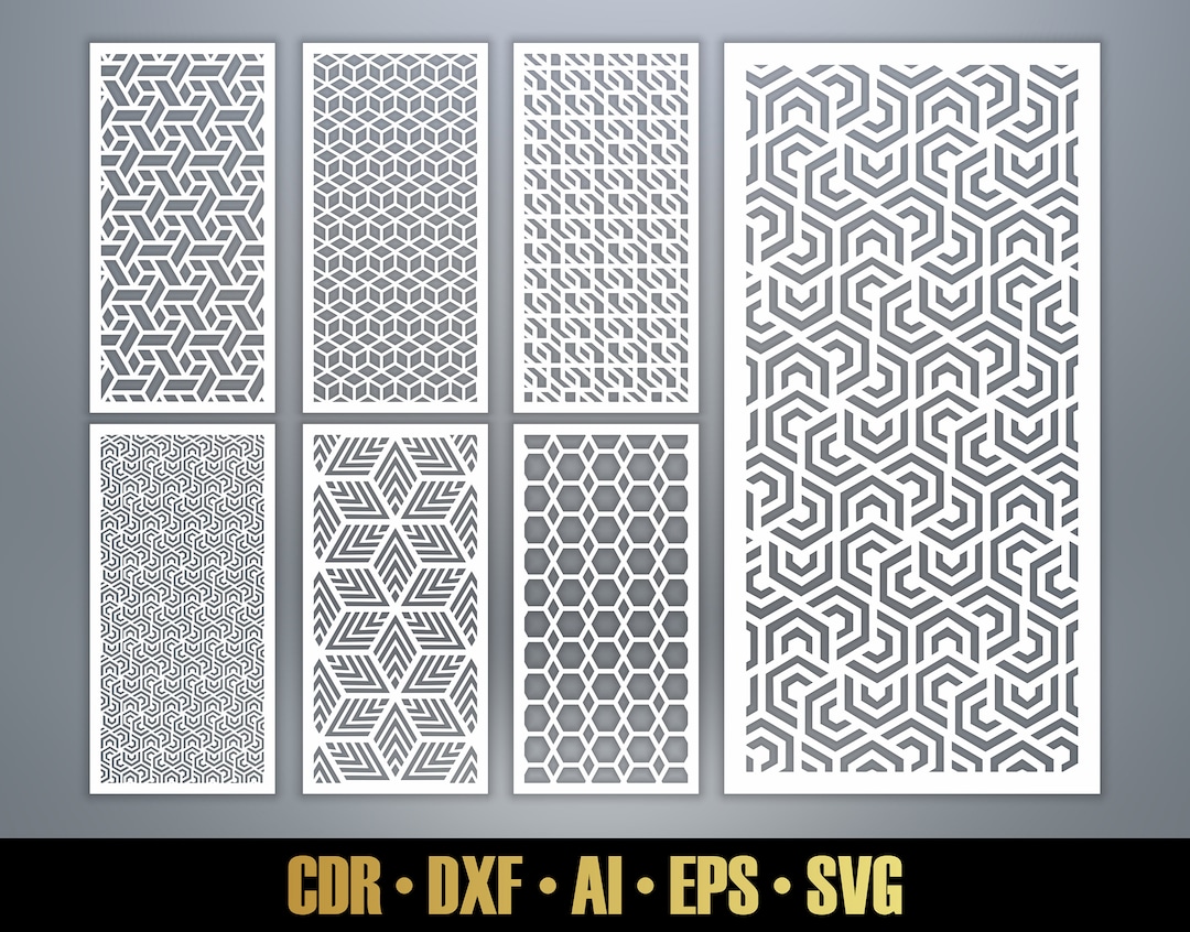 Geometric Patterns Panel Templates SVG Set #2. 7 Vector Files, for ...