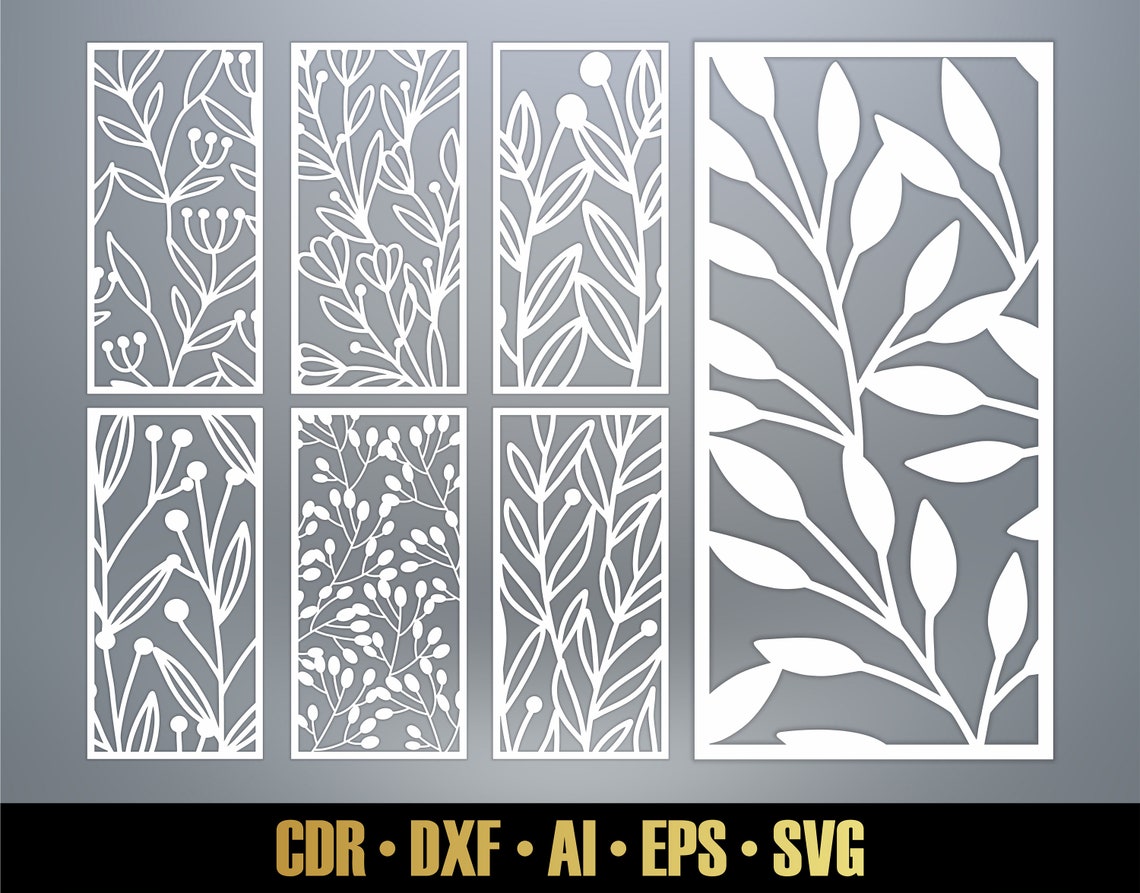 Floral Patterns Panel Templates SVG Set 33. 7 Vector Laser - Etsy