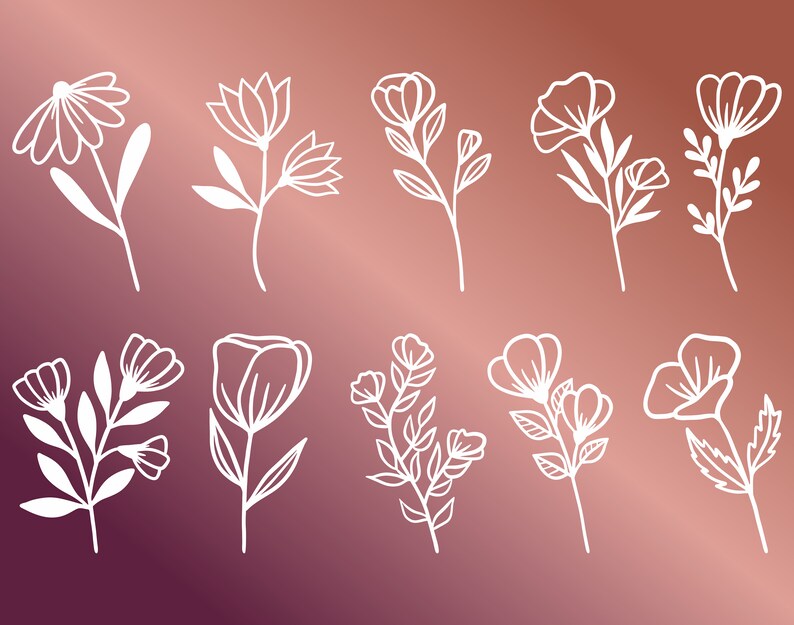10 Flowers SVG Floral SVG Bundle for Glowforge Flower - Etsy