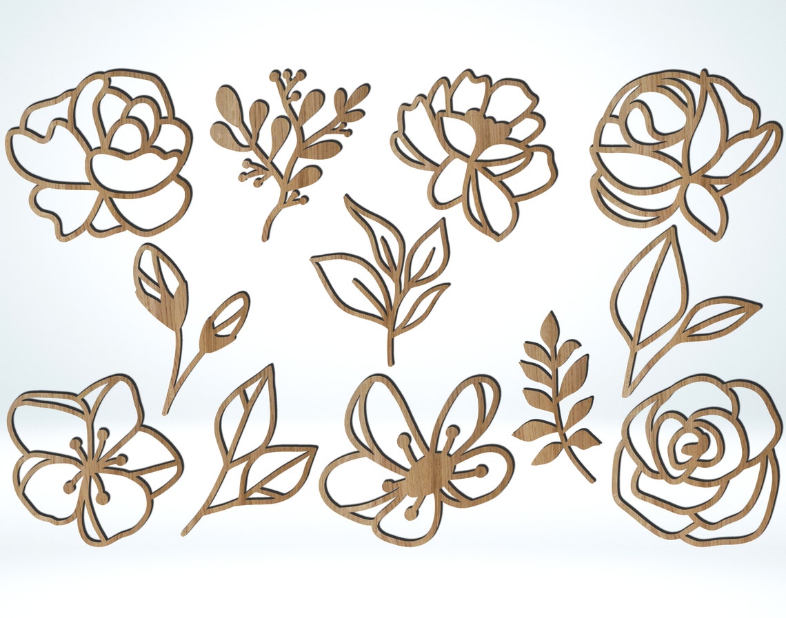 12 Flowers SVG Floral SVG Bundle for Glowforge Flower - Etsy