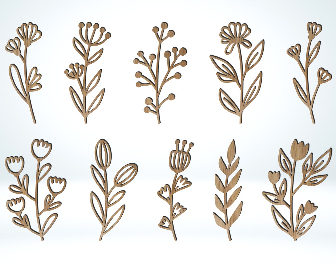 10 Flowers SVG Floral SVG Bundle for Glowforge Flower - Etsy